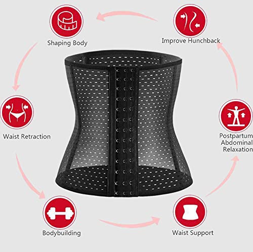 vipolish Black Waist Trainer Women Waist Cincher Corset Body Shaper for Lossing Weight Shaping Workout Sports