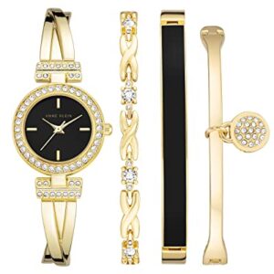 Anne Klein Women's Premium Crystal Accented Bangle Watch and Bracelet Set, AK/2238