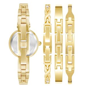 Anne Klein Women's Premium Crystal Accented Bangle Watch and Bracelet Set, AK/2238