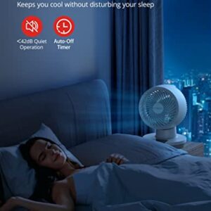 Air Circulator Fan with Remote, Small Oscillating Table Fan with 8-Hour Timer, 90-Degree Tilt, 3 Speeds, LED Display, Touch Control, Quiet Desktop Fan for Bedroom, Office, Living Room, Home