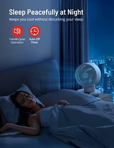 Air Circulator Fan with Remote, Small Oscillating Table Fan with 8-Hour Timer, 90-Degree Tilt, 3 Speeds, LED Display, Touch Control, Quiet Desktop Fan for Bedroom, Office, Living Room, Home