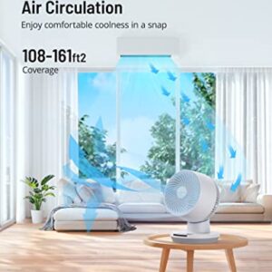 Air Circulator Fan with Remote, Small Oscillating Table Fan with 8-Hour Timer, 90-Degree Tilt, 3 Speeds, LED Display, Touch Control, Quiet Desktop Fan for Bedroom, Office, Living Room, Home