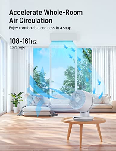 Air Circulator Fan with Remote, Small Oscillating Table Fan with 8-Hour Timer, 90-Degree Tilt, 3 Speeds, LED Display, Touch Control, Quiet Desktop Fan for Bedroom, Office, Living Room, Home