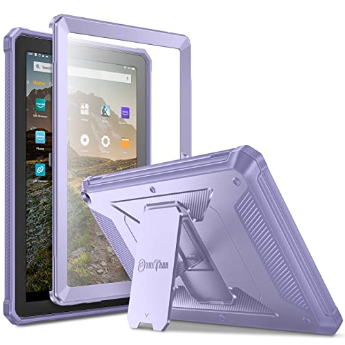 Fintie Case for Amazon Fire HD 10 and Fire HD 10 Plus Tablet (Only Compatible with 11th Generation 2021 Release), [Tuatara] Rugged Unibody Hybrid Kickstand Cover w/Built-in Screen Protector, Lilac