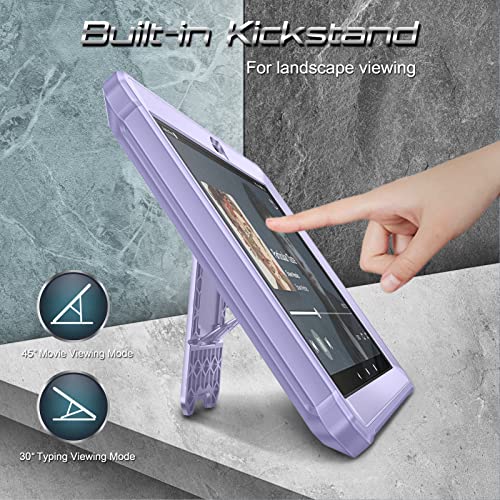 Fintie Case for Amazon Fire HD 10 and Fire HD 10 Plus Tablet (Only Compatible with 11th Generation 2021 Release), [Tuatara] Rugged Unibody Hybrid Kickstand Cover w/Built-in Screen Protector, Lilac