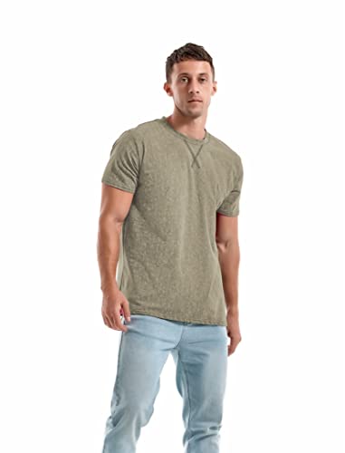 KLIEGOU Men's T-Shirts - Elasticity Cotton Crew Neck Tees 2166 ArmyGreen