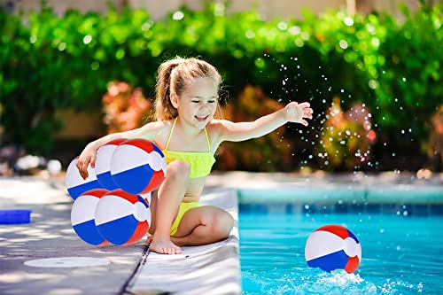 The Dreidel Company Inflatable Patriotic Beach Balls US Flag Design for Swimming Pool Party, Birthday, Summer Fun Toy, 12" Inch (6-Pack)