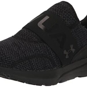 Under Armour Women's Surge 3 Slip On Running Shoe, (002) Black/Black/Black, 8