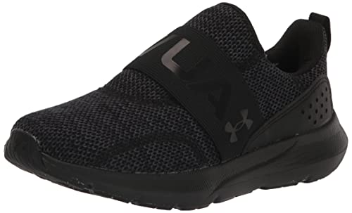 Under Armour Women's Surge 3 Slip On Running Shoe, (002) Black/Black/Black, 8