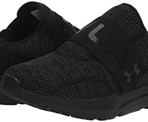 Under Armour Women's Surge 3 Slip On Running Shoe, (002) Black/Black/Black, 8