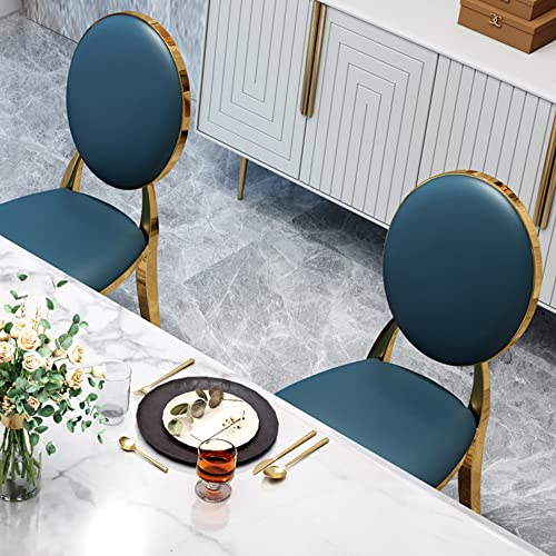 LITFAD Modern Style Marble Table with White Table and Gold Trestle Base Rectangle Shape Dining Table and Chairs for 6 Restaurant Table Set - 55.1" L x 31.5" W x 29.5" H Table with 6 Chairs