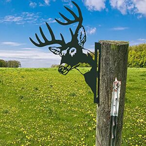 boddenly silhouettes steel metal peeping animals art, farm sika deer art garden decor outdoor decoration for farmhouse, yard, lawn weather proof & durable farmhouse decor, 28x29cm