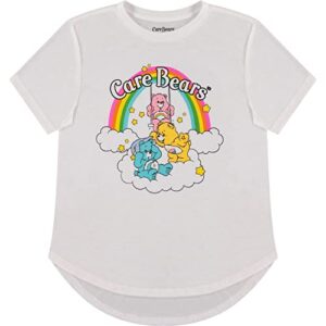 care bears ladies fashion shirt - ladies classic clothing - cheer friend funshine good luck curved hem tee (white, small)