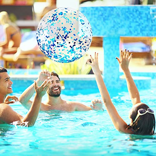 Utoimkio 16 Inch Giant Inflatable Beach Ball Swimming Pool Ball, Bling Bling Glitter Sparkle Sequin Beach Floatable Balls for Summer Holiday Parties Favors, Outdoor Water Fun Toys (Color A)