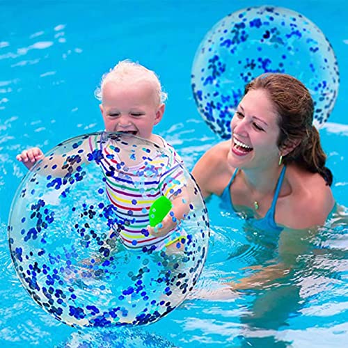 Utoimkio 16 Inch Giant Inflatable Beach Ball Swimming Pool Ball, Bling Bling Glitter Sparkle Sequin Beach Floatable Balls for Summer Holiday Parties Favors, Outdoor Water Fun Toys (Color A)