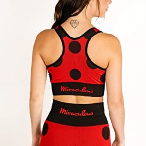 Miraculous Ladybug Womens Sports Bra and High waisted Bike short set for gym workout, exercise, yoga, cycling and running by MAXXIM Medium