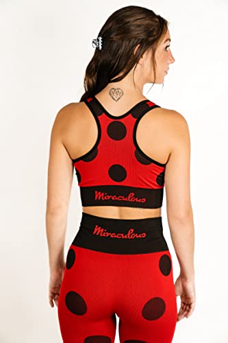 Miraculous Ladybug Womens Sports Bra and High waisted Bike short set for gym workout, exercise, yoga, cycling and running by MAXXIM Medium