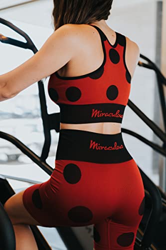 Miraculous Ladybug Womens Sports Bra and High waisted Bike short set for gym workout, exercise, yoga, cycling and running by MAXXIM Medium