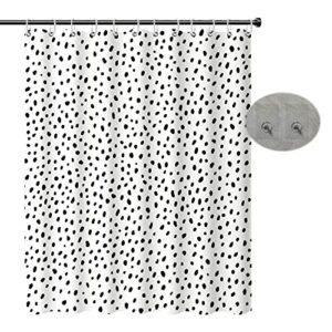 hulebin black polka dot shower curtain fabric for bathroom, small cute trendy design black polka dots on white waterproof polyester fabric bathtub shower curtain for kids,72x72 inches