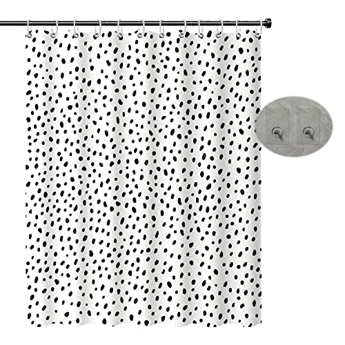 HULEBIN Black Polka dot Shower Curtain Fabric for Bathroom, Small Cute Trendy Design Black Polka dots on White Waterproof Polyester Fabric Bathtub Shower Curtain for Kids,72x72 inches