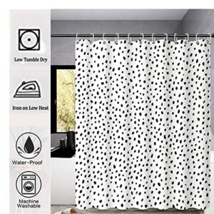 HULEBIN Black Polka dot Shower Curtain Fabric for Bathroom, Small Cute Trendy Design Black Polka dots on White Waterproof Polyester Fabric Bathtub Shower Curtain for Kids,72x72 inches