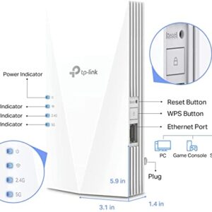 TP-Link AX1500 WiFi Extender Internet Booster(RE500X), WiFi 6 Range Extender Covers up to 1500 sq.ft and 25 Devices,Dual Band, AP Mode w/Gigabit Port, APP Setup, OneMesh Compatible (Renewed)