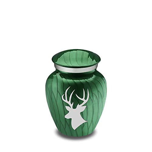 GetUrns Keepsake Embrace Deer Cremation Urn (Pearl Green)