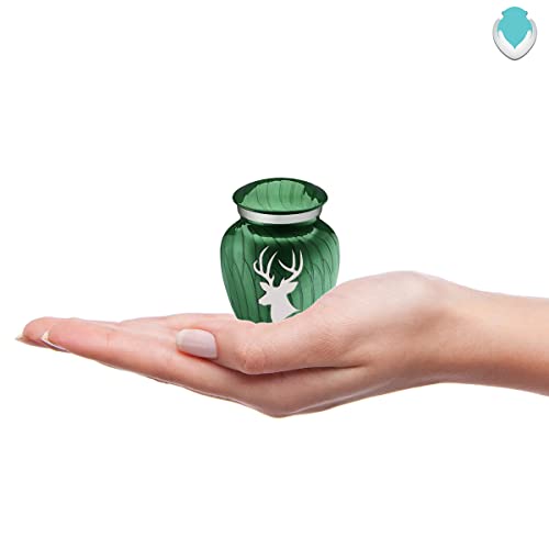 GetUrns Keepsake Embrace Deer Cremation Urn (Pearl Green)