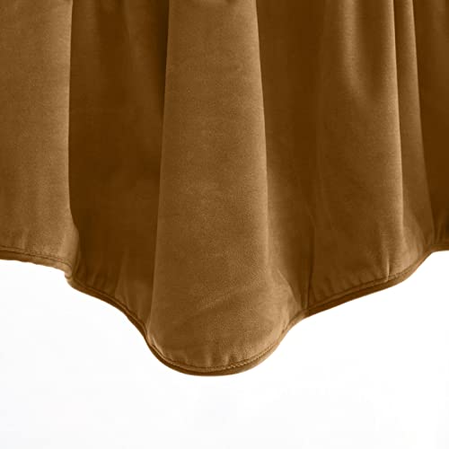 Lazzzy Gold Velvet Valance Blackout Thermal Insulated Scalloped Valance Small Short Wave-Shaped Window Curtain for Bedroom Living Room 18 Inch Curtain Valance Rod Pocket 1 Panel Gold Brown