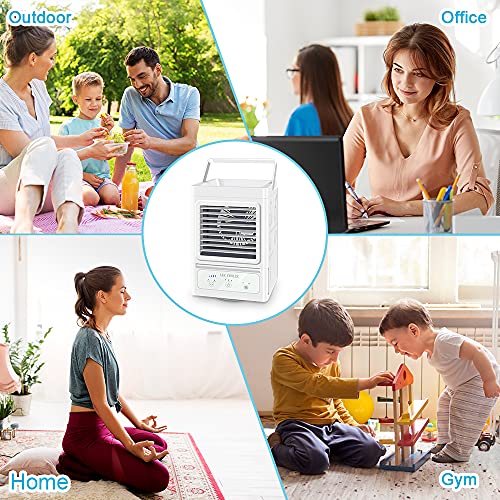 Portable Air Conditioner with 3 Wind Speeds,60°&120°Auto Oscillation Evaporative Portable Air Conditioner Fan,Quite Personal Air Cooler Humidifier for Home Office Outdoor,White