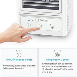 Portable Air Conditioner with 3 Wind Speeds,60°&120°Auto Oscillation Evaporative Portable Air Conditioner Fan,Quite Personal Air Cooler Humidifier for Home Office Outdoor,White