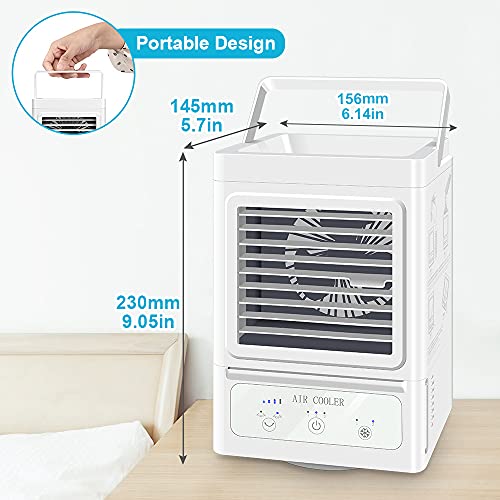 Portable Air Conditioner with 3 Wind Speeds,60°&120°Auto Oscillation Evaporative Portable Air Conditioner Fan,Quite Personal Air Cooler Humidifier for Home Office Outdoor,White