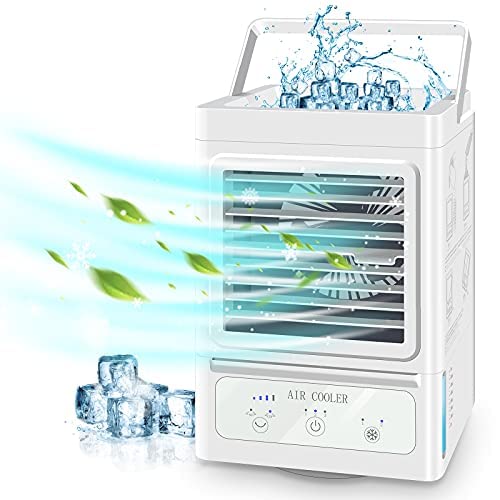 Portable Air Conditioner with 3 Wind Speeds,60°&120°Auto Oscillation Evaporative Portable Air Conditioner Fan,Quite Personal Air Cooler Humidifier for Home Office Outdoor,White