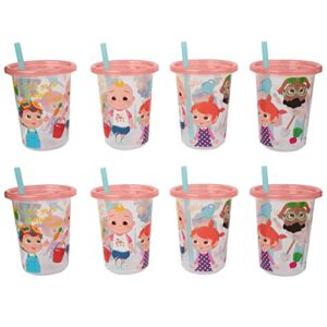 Take & Toss CoComelon Toddler Straw Sippy Cups — Toddler Cups with Lid and Removable Straw — Baby Essentials — 10 Oz — 8 Count