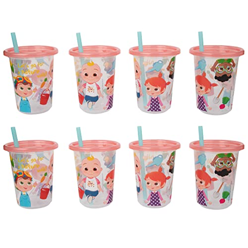 Take & Toss CoComelon Toddler Straw Sippy Cups — Toddler Cups with Lid and Removable Straw — Baby Essentials — 10 Oz — 8 Count