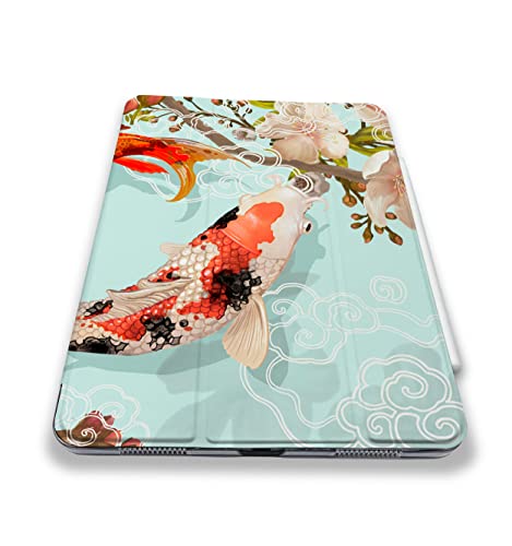 Cute Kawaii Japanese Fish Koi Pattern Case Compatible with All Generations iPad Air Pro Mini 5 6 11 inch 12.9 10.9 10.2 9.7 7.9 Plastic Fabric Cover Slim Smart Stand SN666 (8.3" Mini 6th gen)