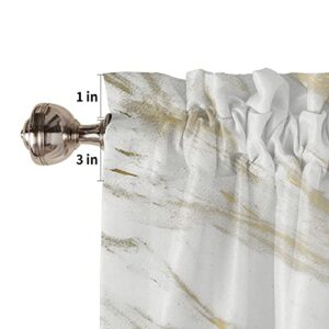 Kitchen Valances for Windows Marble Home Decor Rod Pocket Valance Curtain Topper for Bedroom Living Room Laundry 54x18 in White and Gold Texture Modern Abstract Ombre