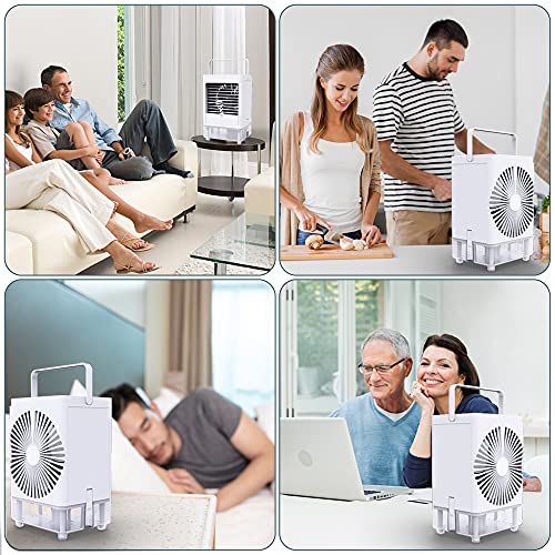 Portable Air Conditioner with 3 Wind Speeds,Personal Air Cooler with 1/2/4/8H Timer,Touch Control Evaporative Portable Air Conditioner Fan for Home Office Bedroom Outdoor,White