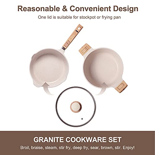 Pots and Pans Set - Nonstick Kitchen Cookware + Bakeware Set Granite Kitchenware Set, Induction Cookware Sets with Frying Pan Stockpot Saucepan Basket Cookie Sheet and Baking Pans for Cooking Gift