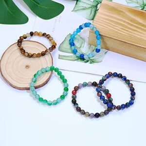 JeryWe 12 Pcs 8mm Beaded Bracelets for Women Men Natural Stone Stackable Bracelet Charm Beaded Healing Crystal Stretch Bracelets Jewelry