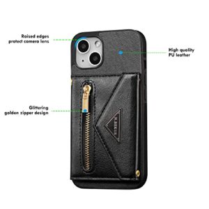 ZCDAYE Crossbody Wallet Phone Cases for iPhone 13, iPhone 13(6.1 inch) Wallet Phone Case, Premium Leather Phone Case for iPhone 13(6.1 inch) - Black