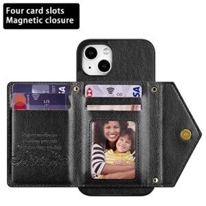 ZCDAYE Crossbody Wallet Phone Cases for iPhone 13, iPhone 13(6.1 inch) Wallet Phone Case, Premium Leather Phone Case for iPhone 13(6.1 inch) - Black