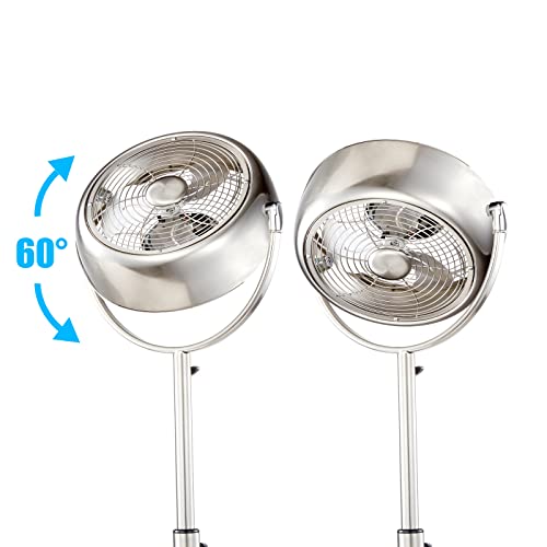 Mros Circulator Fan, Metal Stand up Pedestal Fan,Quite Silence Fan,3-Speed and Adjustable in Height for office, home, bedroom and living room especially ideal for ladies and babies(Brushed Nickel)