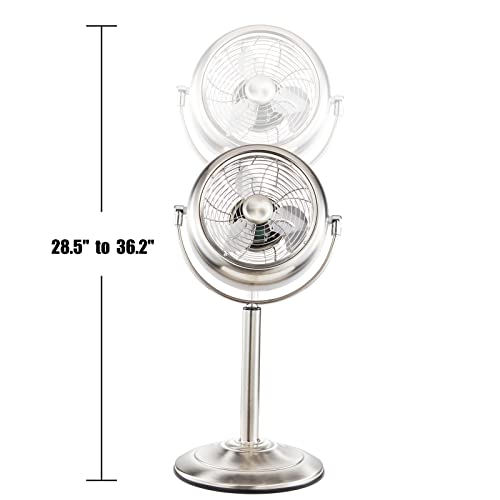 Mros Circulator Fan, Metal Stand up Pedestal Fan,Quite Silence Fan,3-Speed and Adjustable in Height for office, home, bedroom and living room especially ideal for ladies and babies(Brushed Nickel)