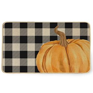 fall pumpkin decorative doormat 17 x 29 inch, thanksgiving seasonal autumn harvest vintage door mat rustic yard farmhouse rugs for indoor outdoor entrance floor