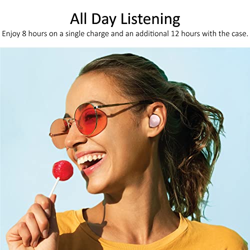 iLuv myBuds Wireless Earbuds, Bluetooth 5.3, Built-in Microphone, 20 Hour Playtime, IPX6 Waterproof Protection, Compatible with Apple & Android, Includes Charging Case & 4 Ear Tips, TB100 Pink