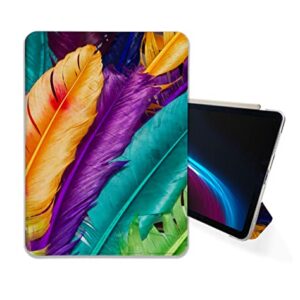 Cute Rainbow Feather Art case Compatible with iPad Mini Air Pro 7.9 8.3 9.7 10.2 10.9 11 12.9 inch Pattern Cover New 2022 2021 Trifold Stand 3 4 5 6 7 8 9 Generation 268 (11" iPad Pro 1/2/3 gen)