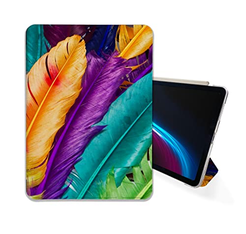 Cute Rainbow Feather Art case Compatible with iPad Mini Air Pro 7.9 8.3 9.7 10.2 10.9 11 12.9 inch Pattern Cover New 2022 2021 Trifold Stand 3 4 5 6 7 8 9 Generation 268 (11" iPad Pro 1/2/3 gen)