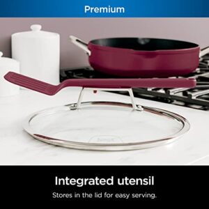 Ninja CW102RD Foodi NeverStick PossiblePan, Premium Set with 4-Quart Capacity Pan, Steamer/Strainer Basket, Glass Lid & Integrated Spatula, Nonstick, Durable & Oven Safe to 500°F, Cherry Tart