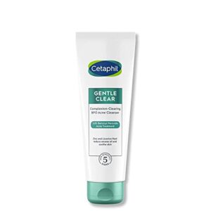 cetaphil gentle clear complexion-clearing bpo acne cleanser with 2.6% benzoyl peroxide, creamy and soothing for sensitive skin, suitable for all skin types, 4.2oz